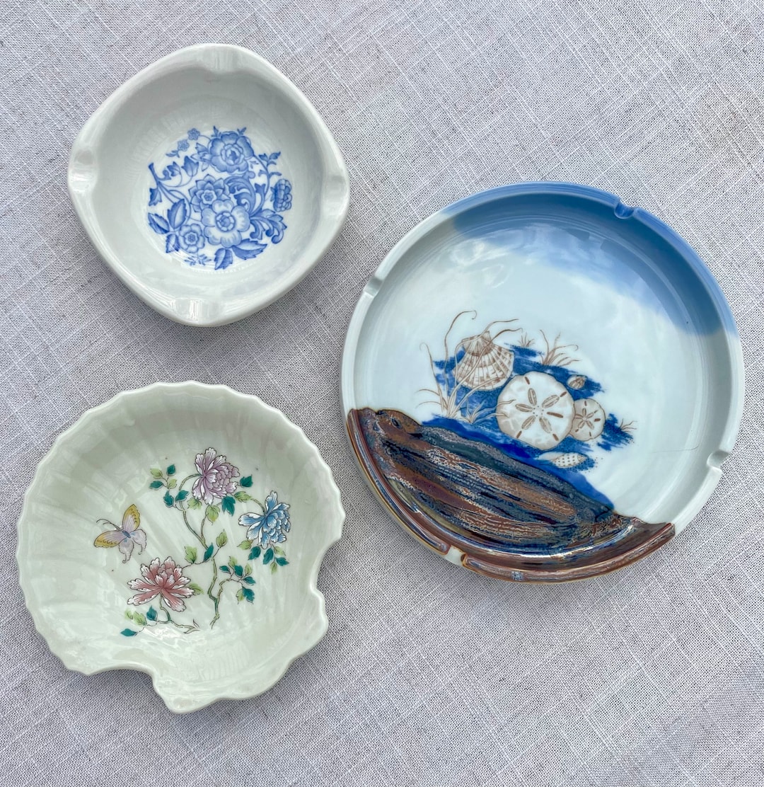 Vintage Ceramic Ashtrays, Vintage Ceramic Floral Ceramic Ashtray/catch ...