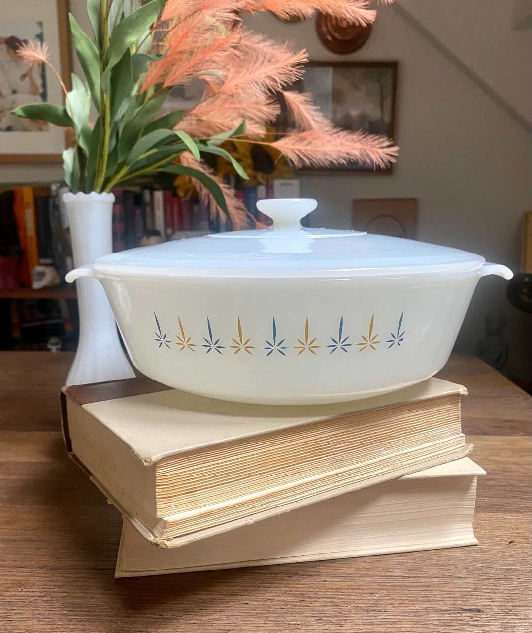 MCM Anchor Hocking/fire King Candle Light Starburst Casserole Dish #438 ...