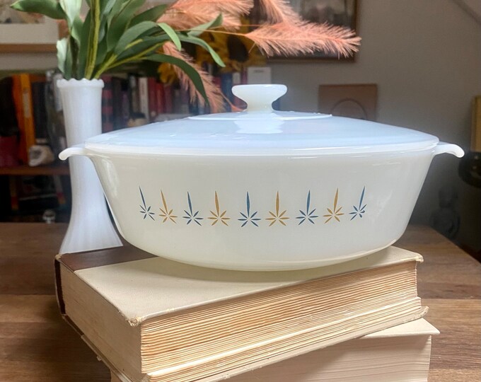 MCM Anchor Hocking/fire King Candle Light Starburst Casserole Dish #438 ...