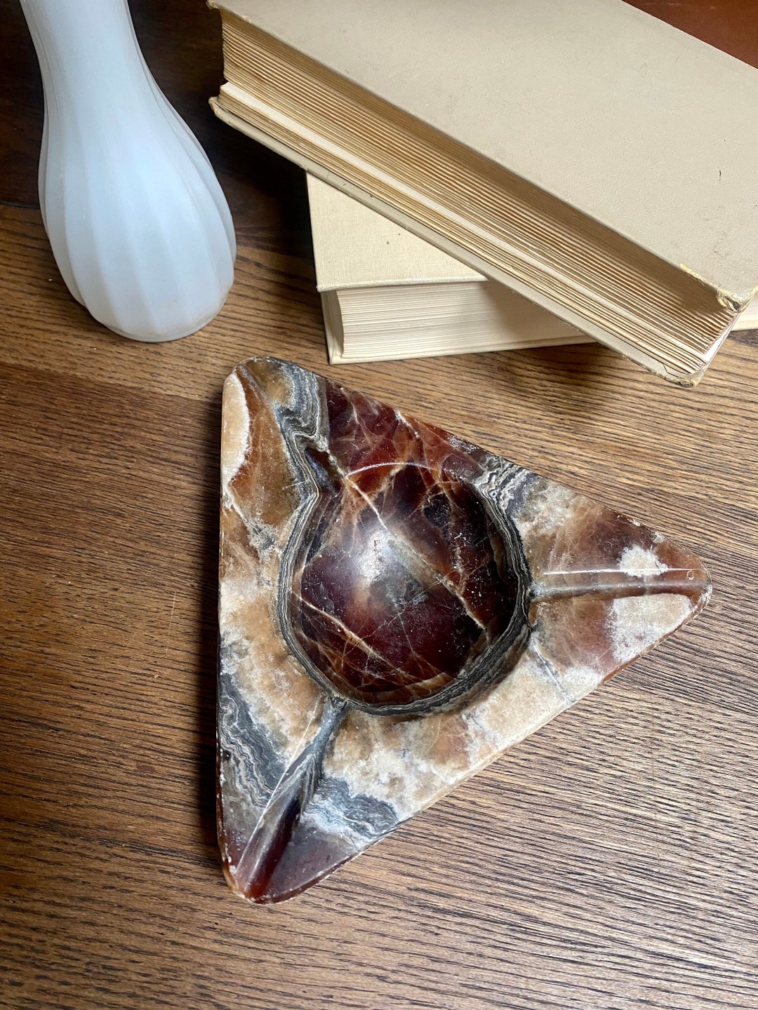 Mid Century Modern Agate Stone Ashtray, Large Stone Triangle Ashtray ...