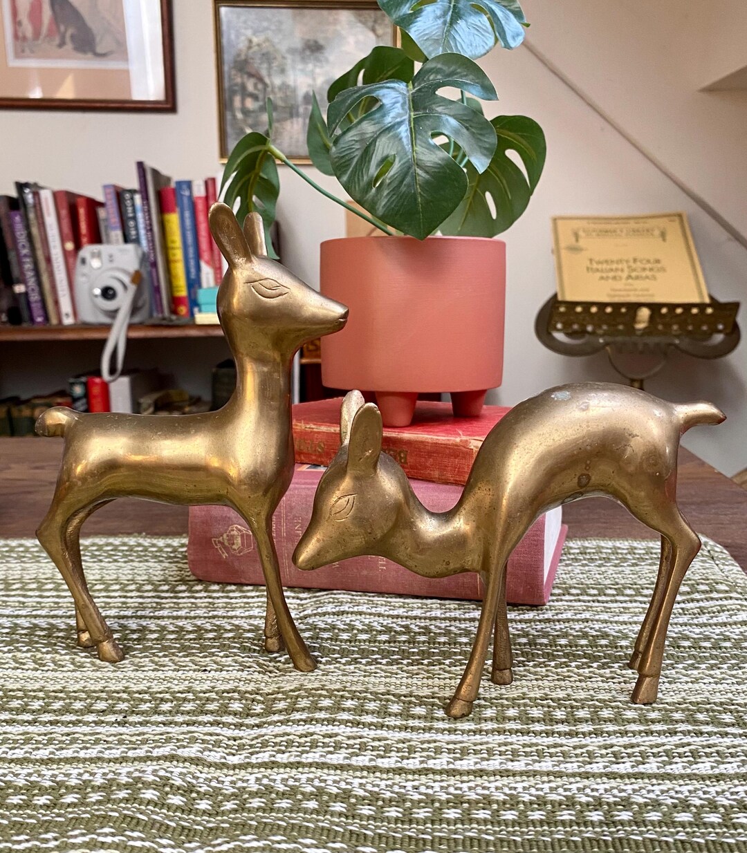 Vintage Pair Brass Deer, MCM Brass Deer, Vintage Deer Figurines, Brass ...