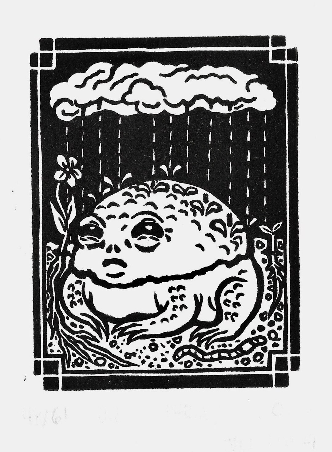 Phrog | Linocut Print | Linocut Print Frog | Desert Rain Frog | Desert Rain Frog Art | Frog Art ...