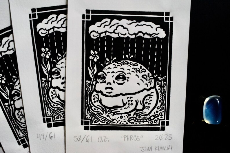 Phrog | Linocut Print | Linocut Print Frog | Desert Rain Frog | Desert ...