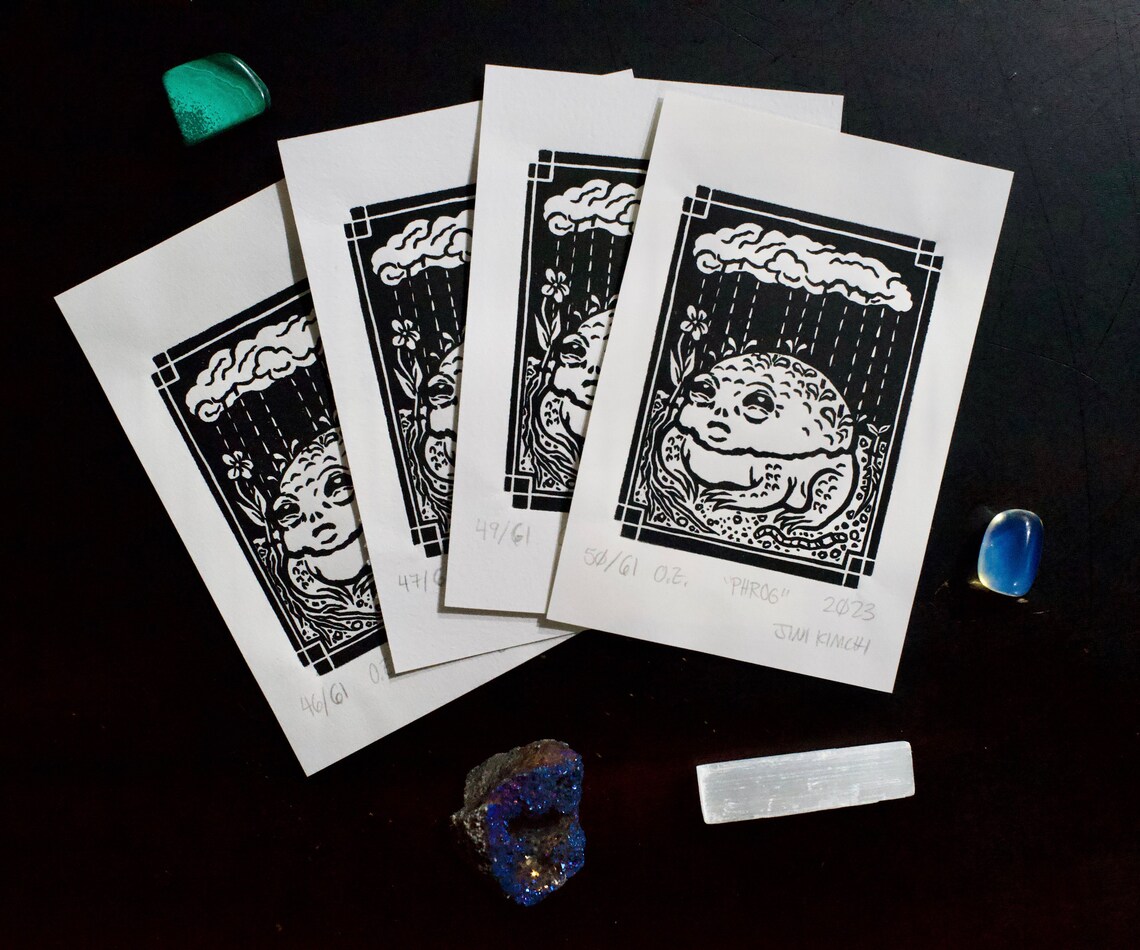 Phrog | Linocut Print | Linocut Print Frog | Desert Rain Frog | Desert ...