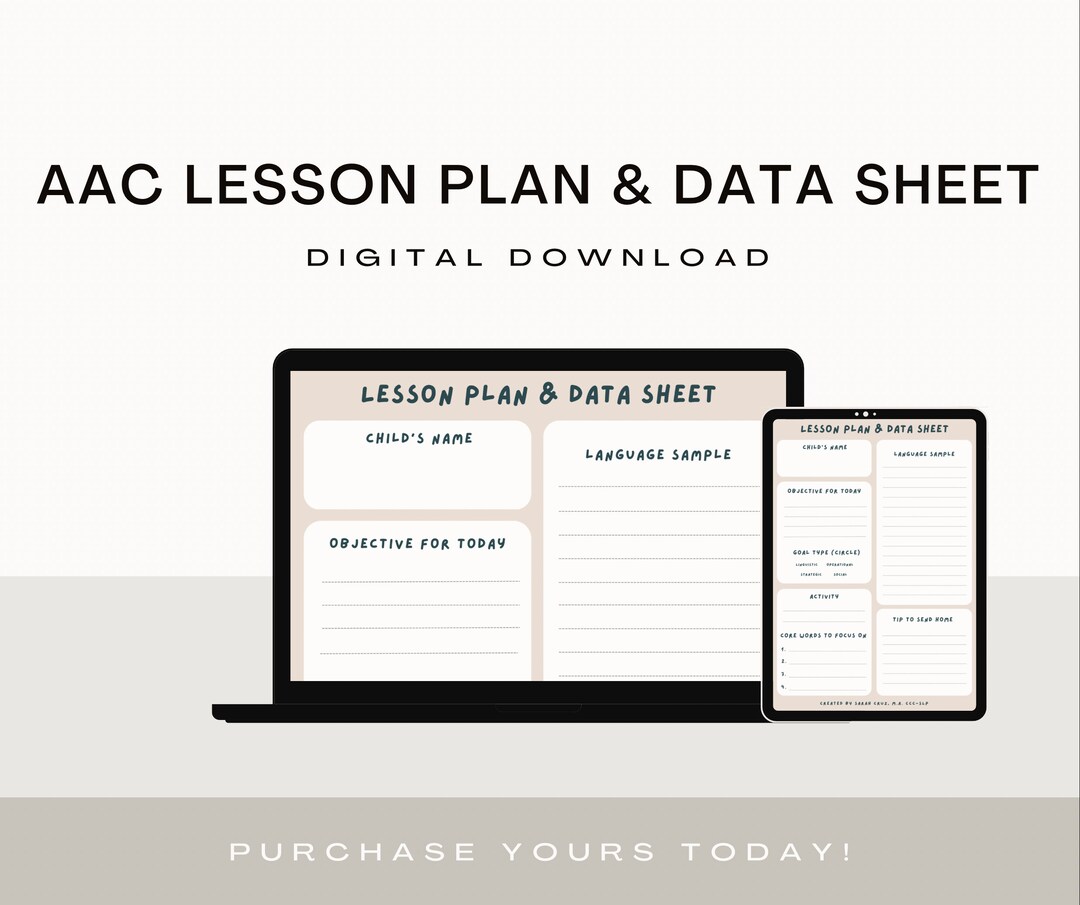 AAC Lesson Plan & Data Sheet - SLP Data Sheet - AAC Data Sheet for ...