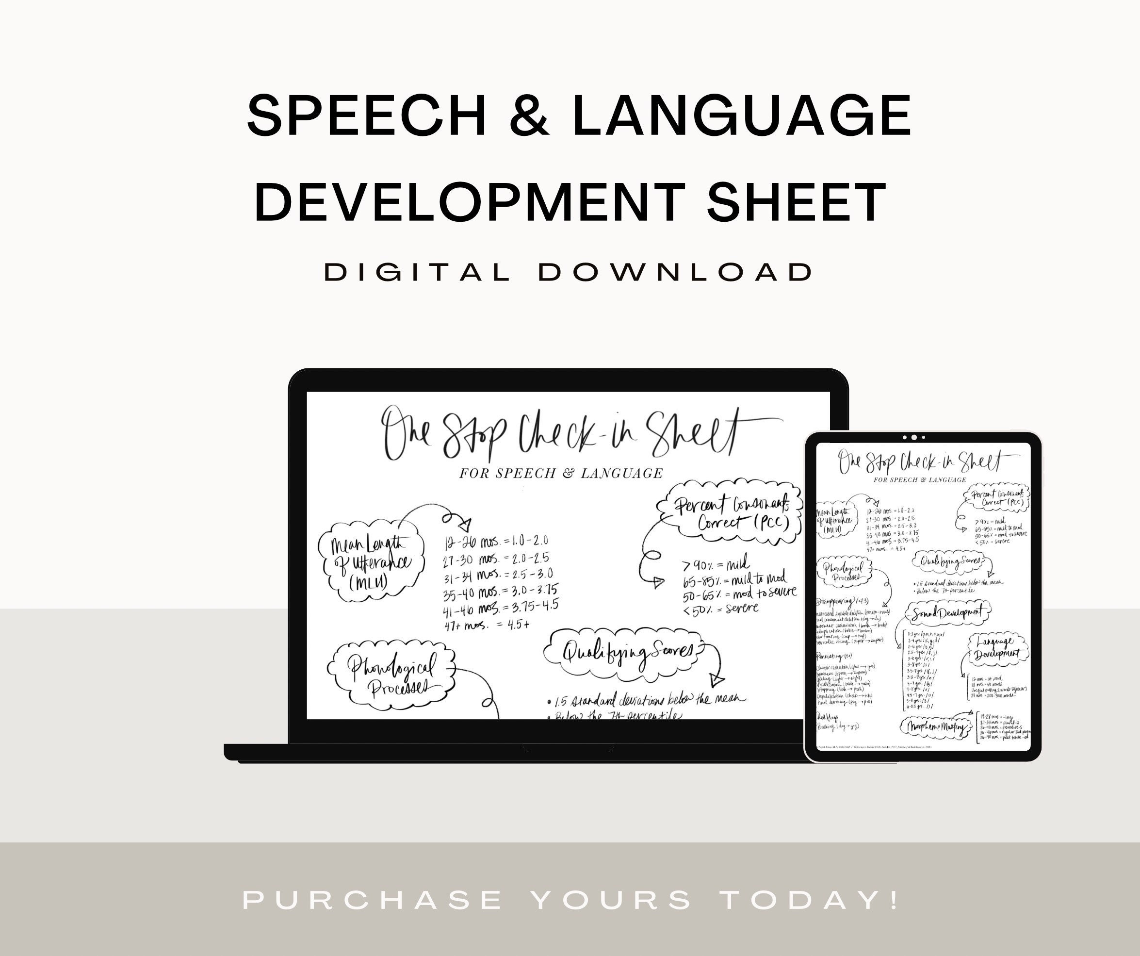 Speech & Language Development Sheet - Etsy