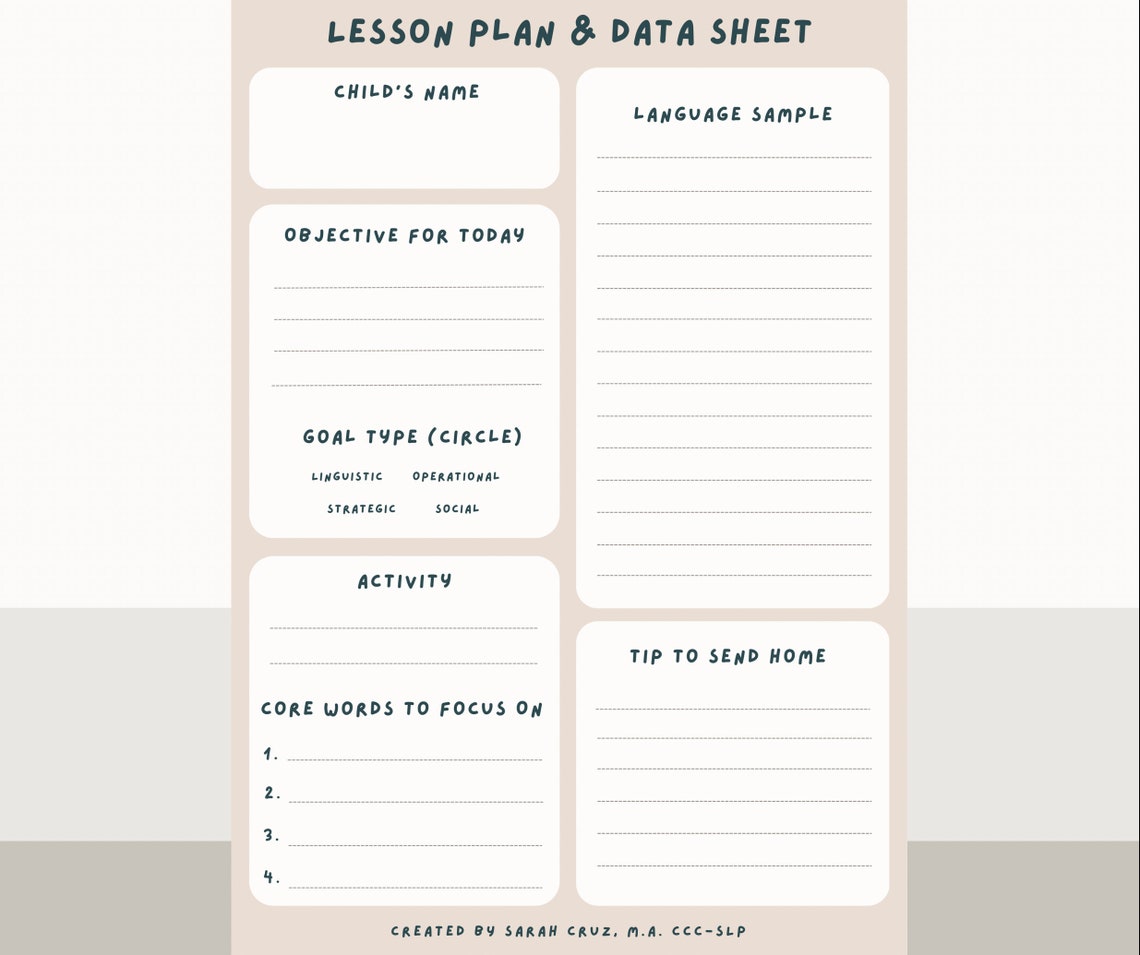 AAC Lesson Plan & Data Sheet - SLP Data Sheet - AAC Data Sheet for ...