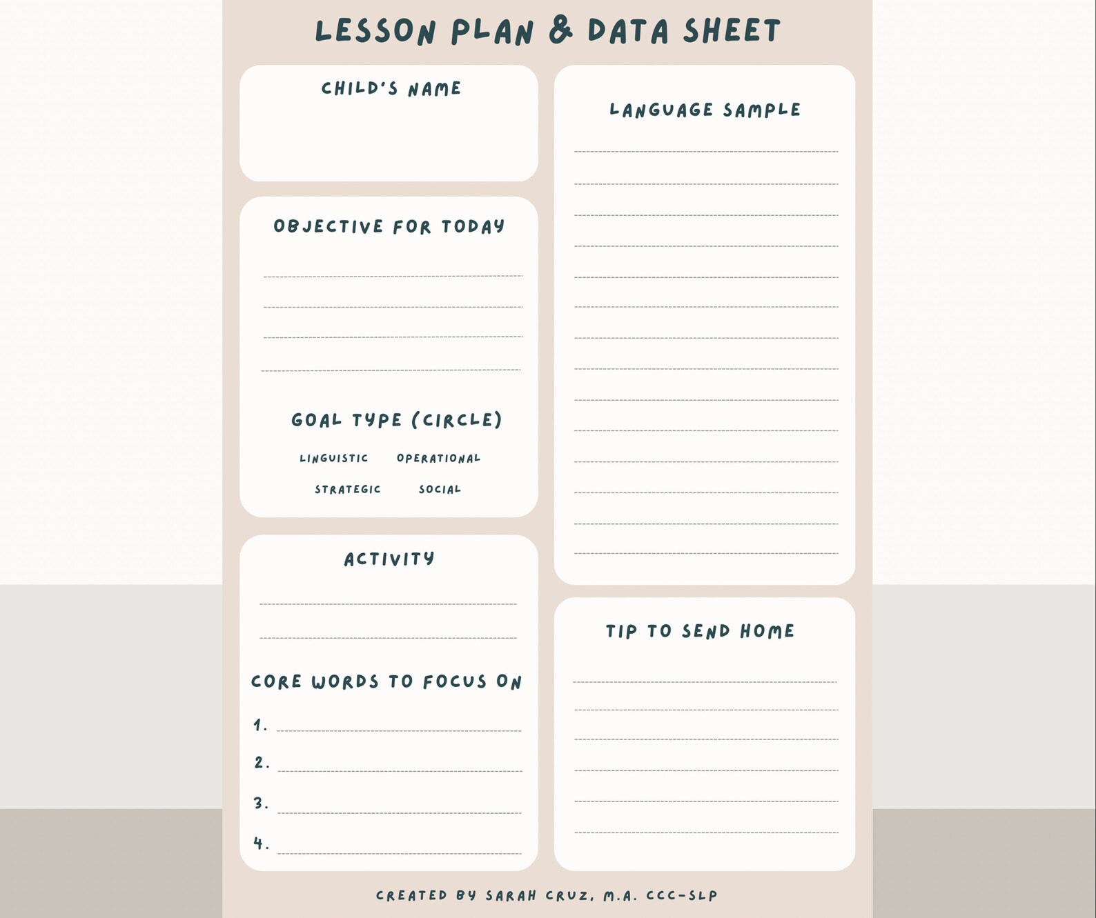 AAC Lesson Plan & Data Sheet - SLP Data Sheet - AAC Data Sheet for ...