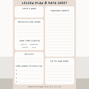 AAC Lesson Plan & Data Sheet - SLP Data Sheet - AAC Data Sheet for ...