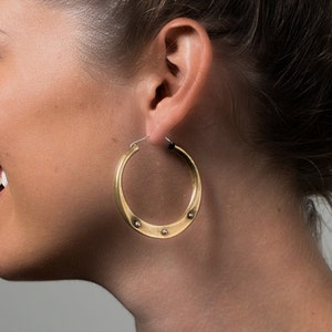Small Brass Hoops With Studs - Etsy