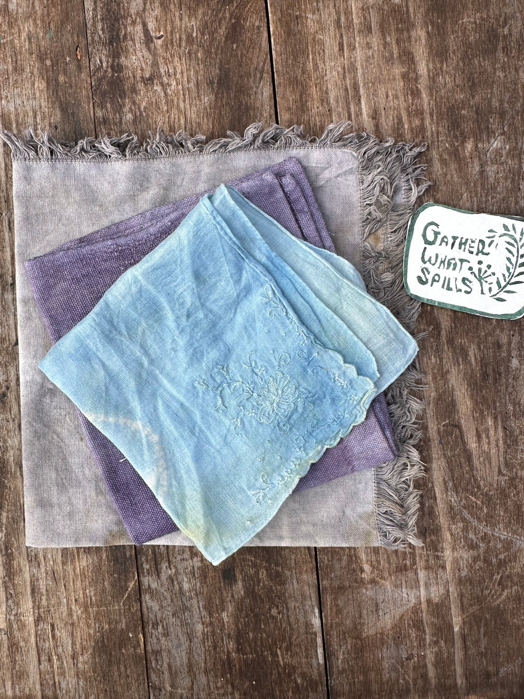 Vintage Naturally Dyed Linen Bundle, Blues & Grays, Indigo Blue Tie Dye ...