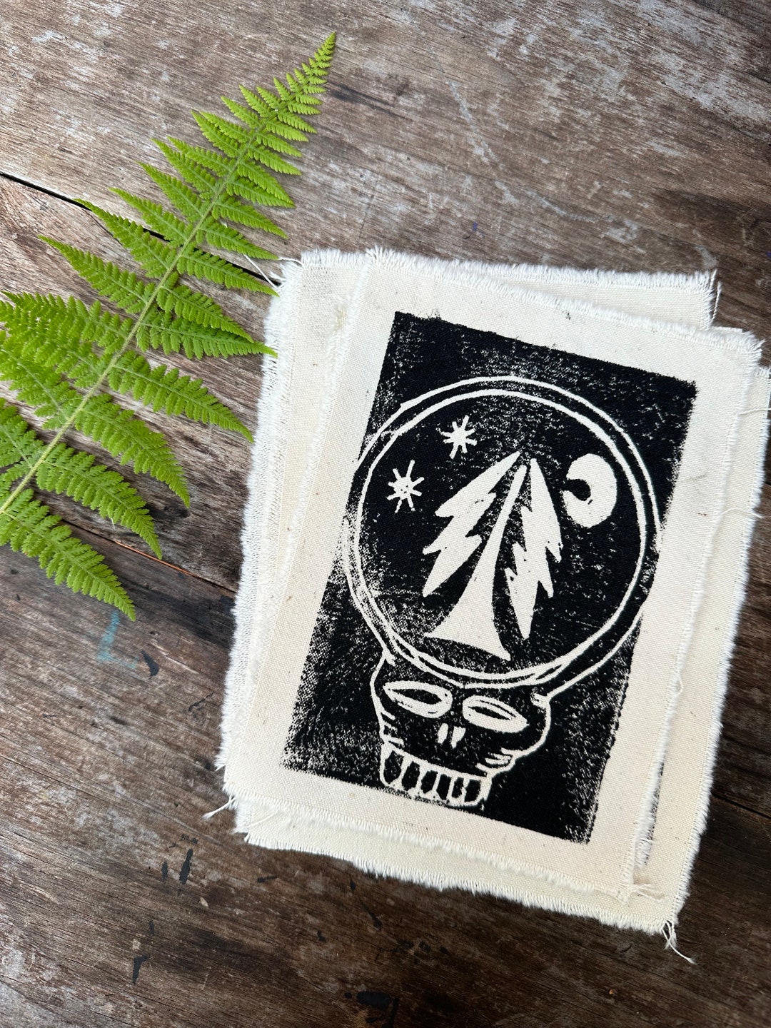 Pine Tree State Stealie Patch - Block Printed on Reclaimed Canvas Patch ...