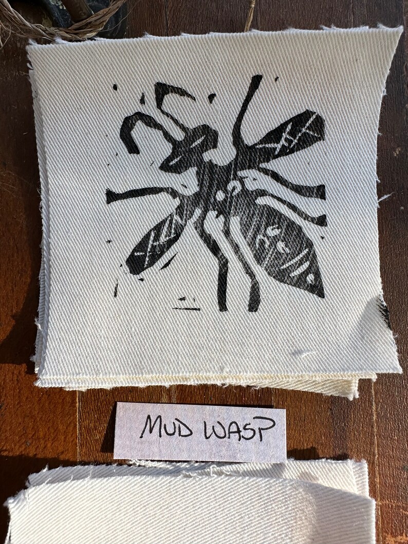 Maine Insect Neighbors - Canvas Patch - Lino Cut Design on Reclaimed ...