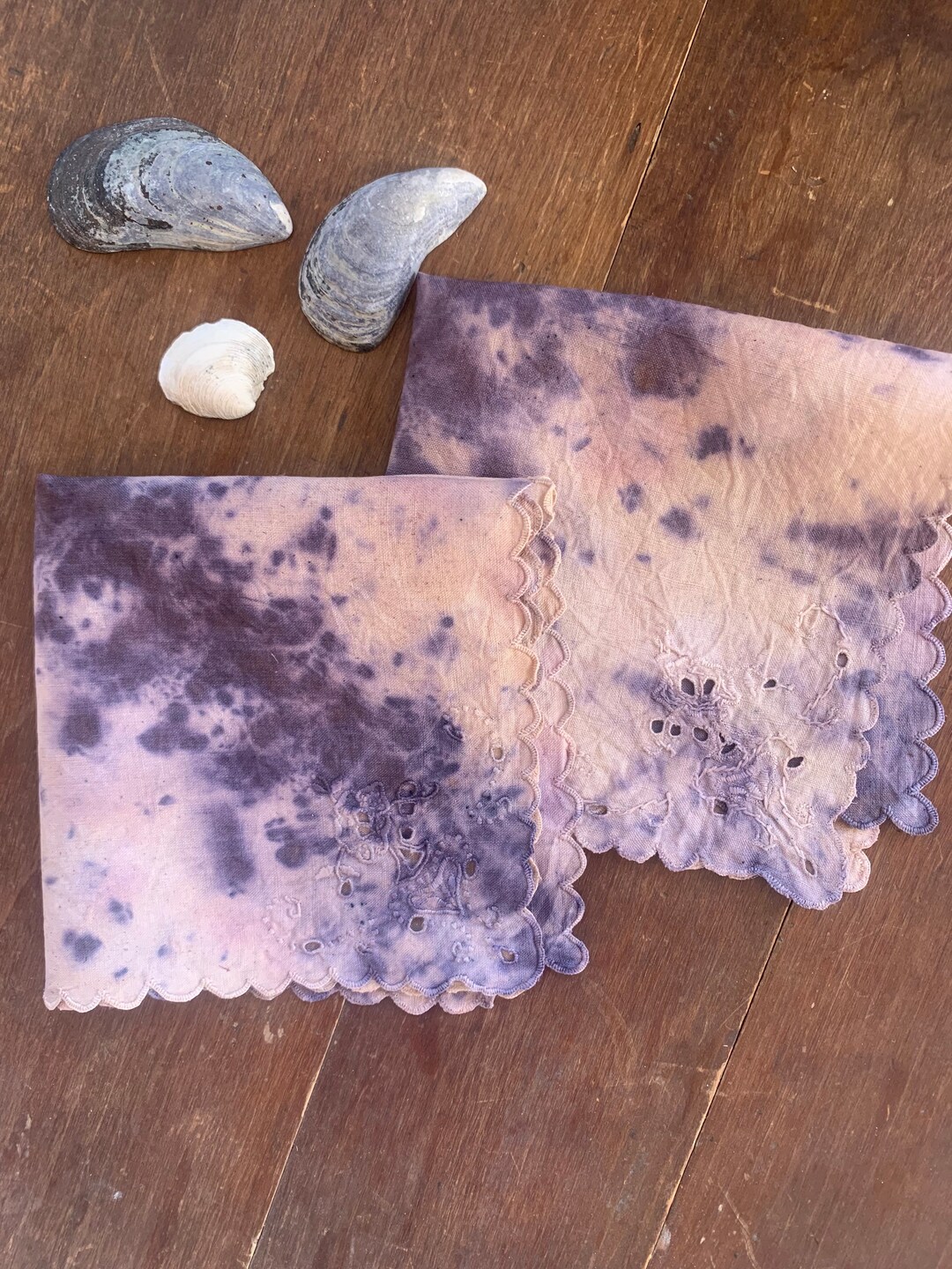 Botanical Dyed Vintage Linens With Embroidery - Natural Bundle Dye Home ...