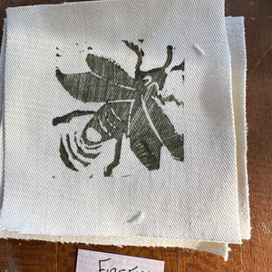 Maine Insect Neighbors - Canvas Patch - Lino Cut Design on Reclaimed ...