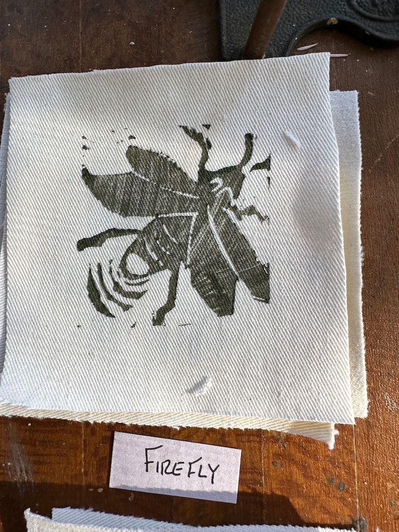 Maine Insect Neighbors - Canvas Patch - Lino Cut Design on Reclaimed ...
