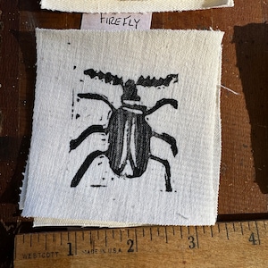 Maine Insect Neighbors - Canvas Patch - Lino Cut Design on Reclaimed ...