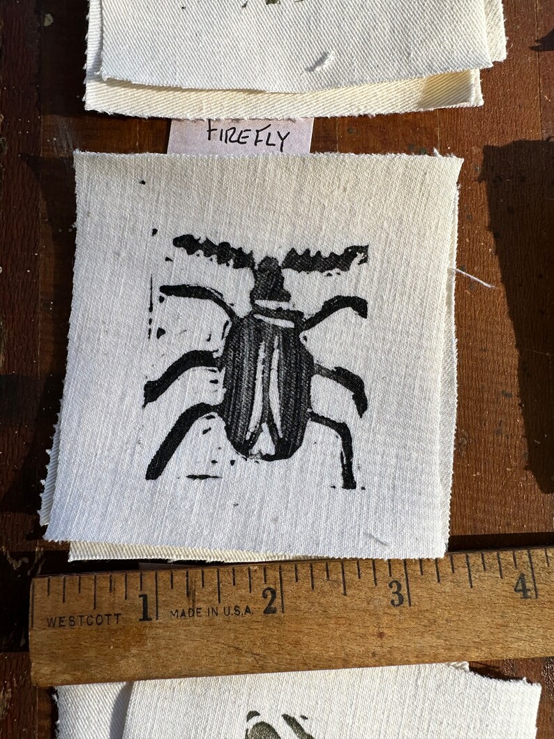 Maine Insect Neighbors - Canvas Patch - Lino Cut Design on Reclaimed ...