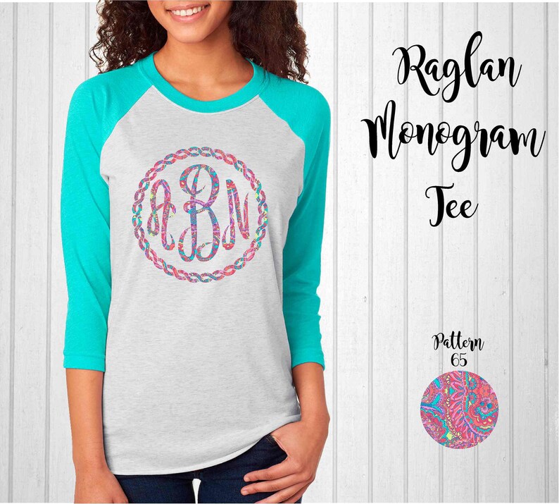 Monogram Shirt Next Level Raglan/monogram Raglan - Etsy