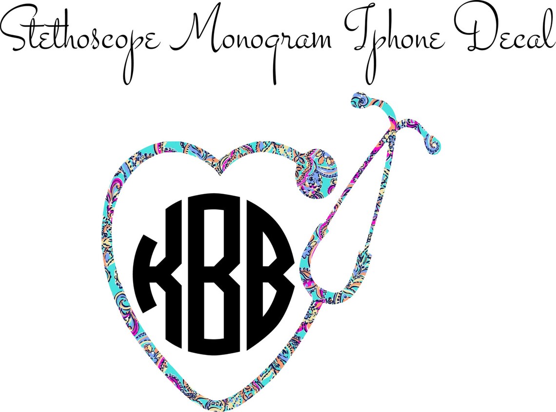 Monogram Decal Stethoscope Monogram Iphone Decal - Etsy