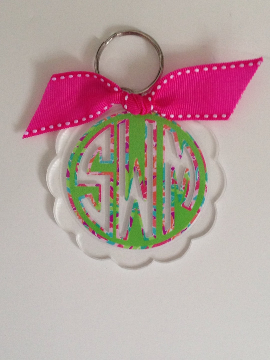 Monogram Key Chain, Monogram, Scallop Monogram Key Chain - Etsy