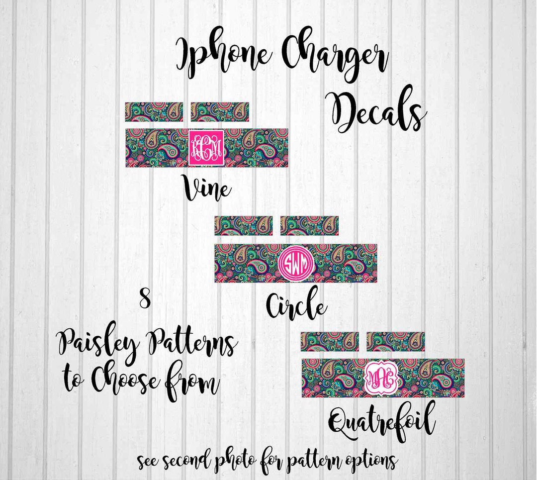 IPhone Charger Monogram Decal/charger Monogram/monogram iPhone Charger ...