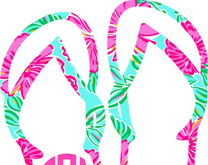 Flip Flop Monogram Decal Monogram Decal for Car Monogram - Etsy