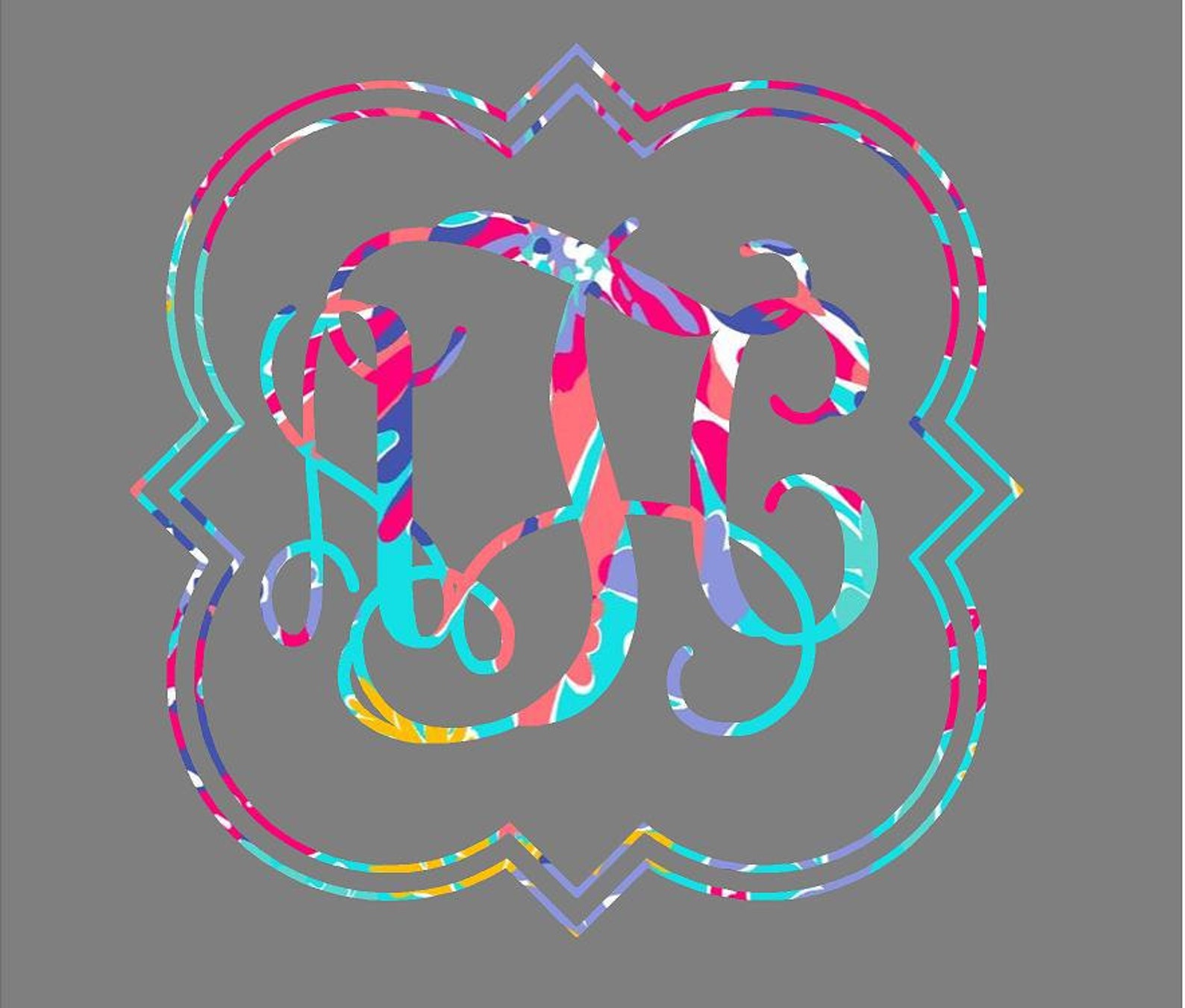 Monogram Sticker Monogram Decal for Car Monogram Sticker | Etsy