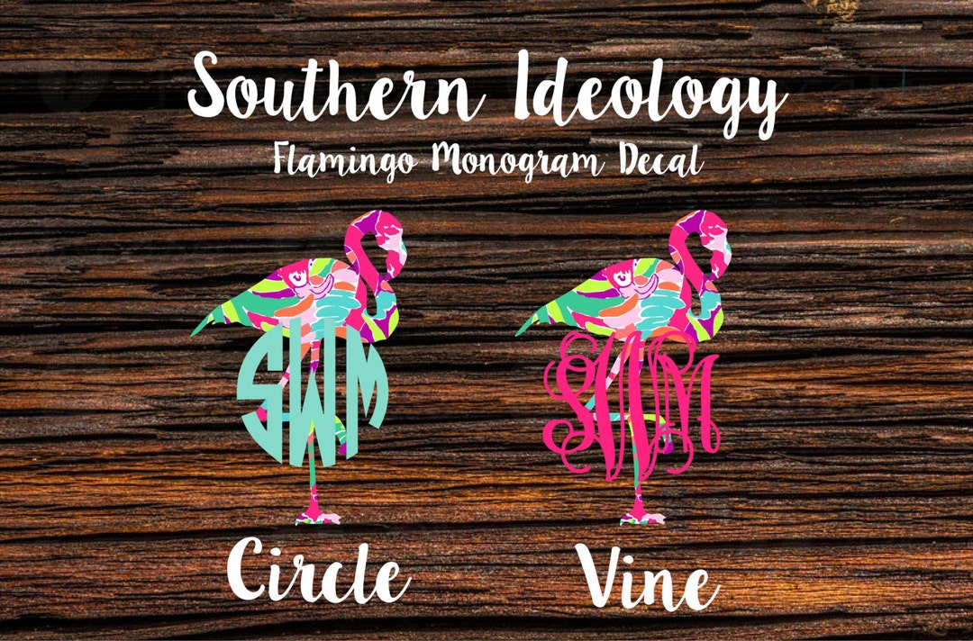 Monogram Flamingo Monogram Decal Car Monogram tumbler Monogram Vinyl ...