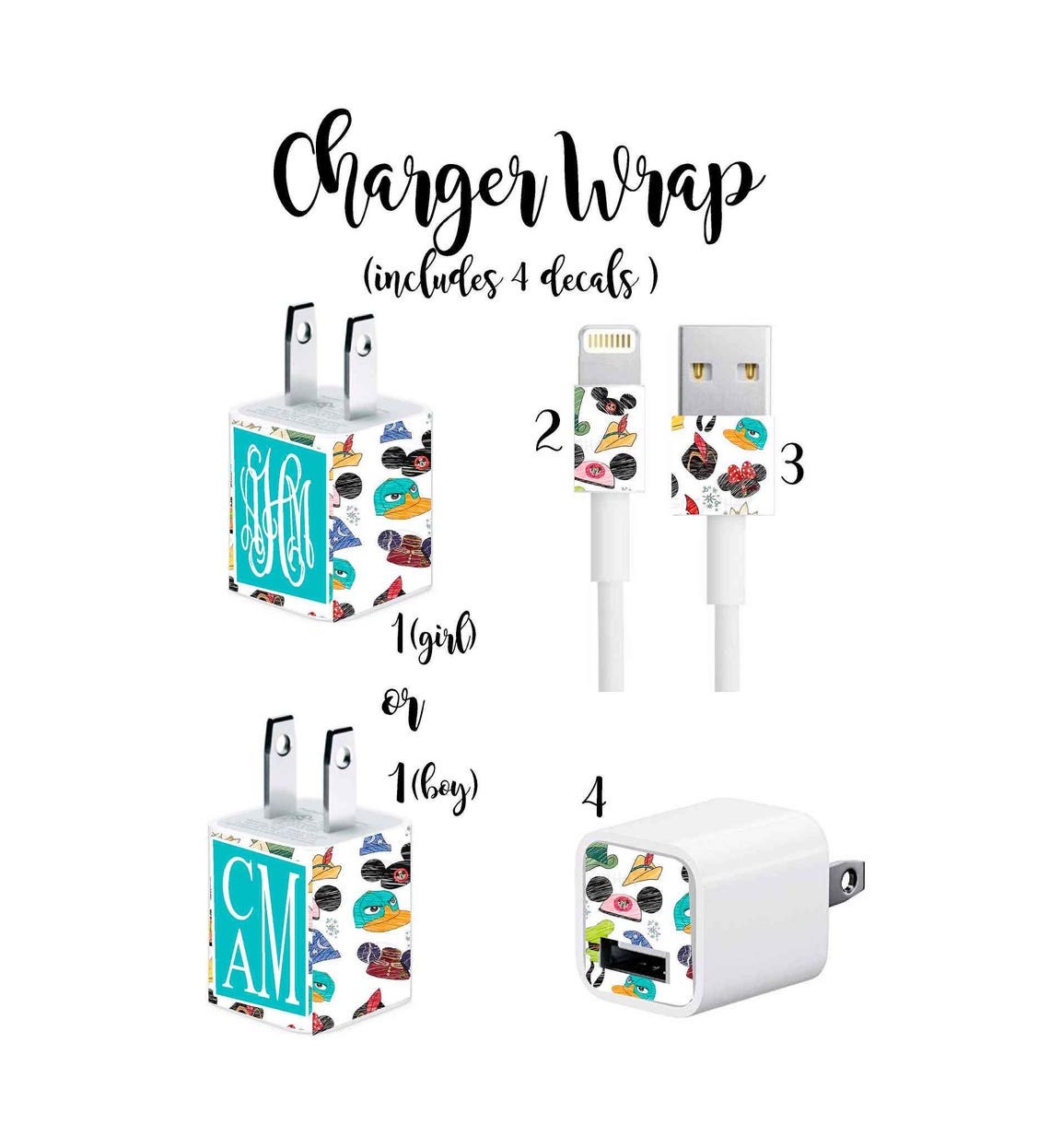 Iphone Charger Monogram Iphone Pro Max Charger Decal | Etsy