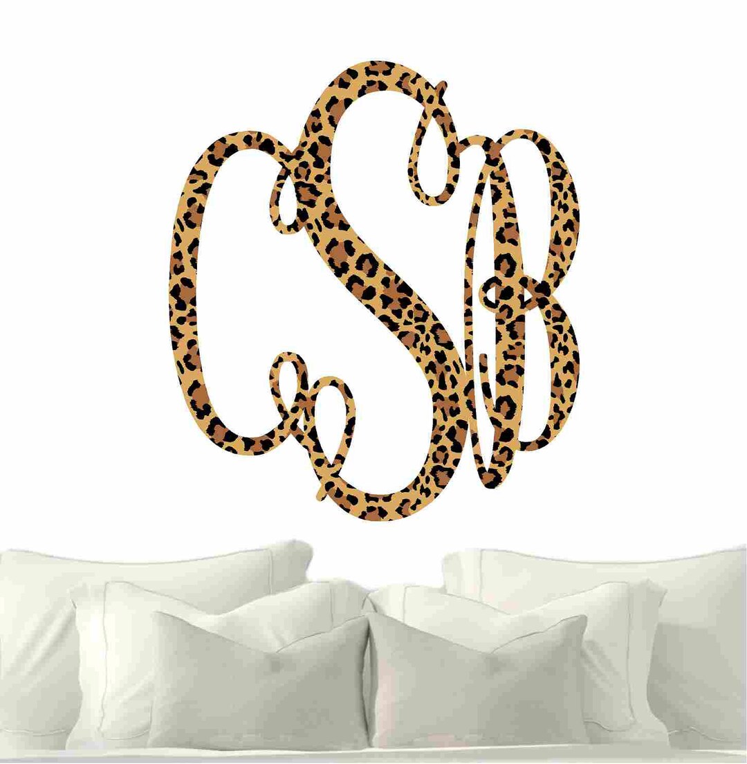 Leopard Print Monogram Wall Decal/vinyl Wall Monogram/keepsake Font ...