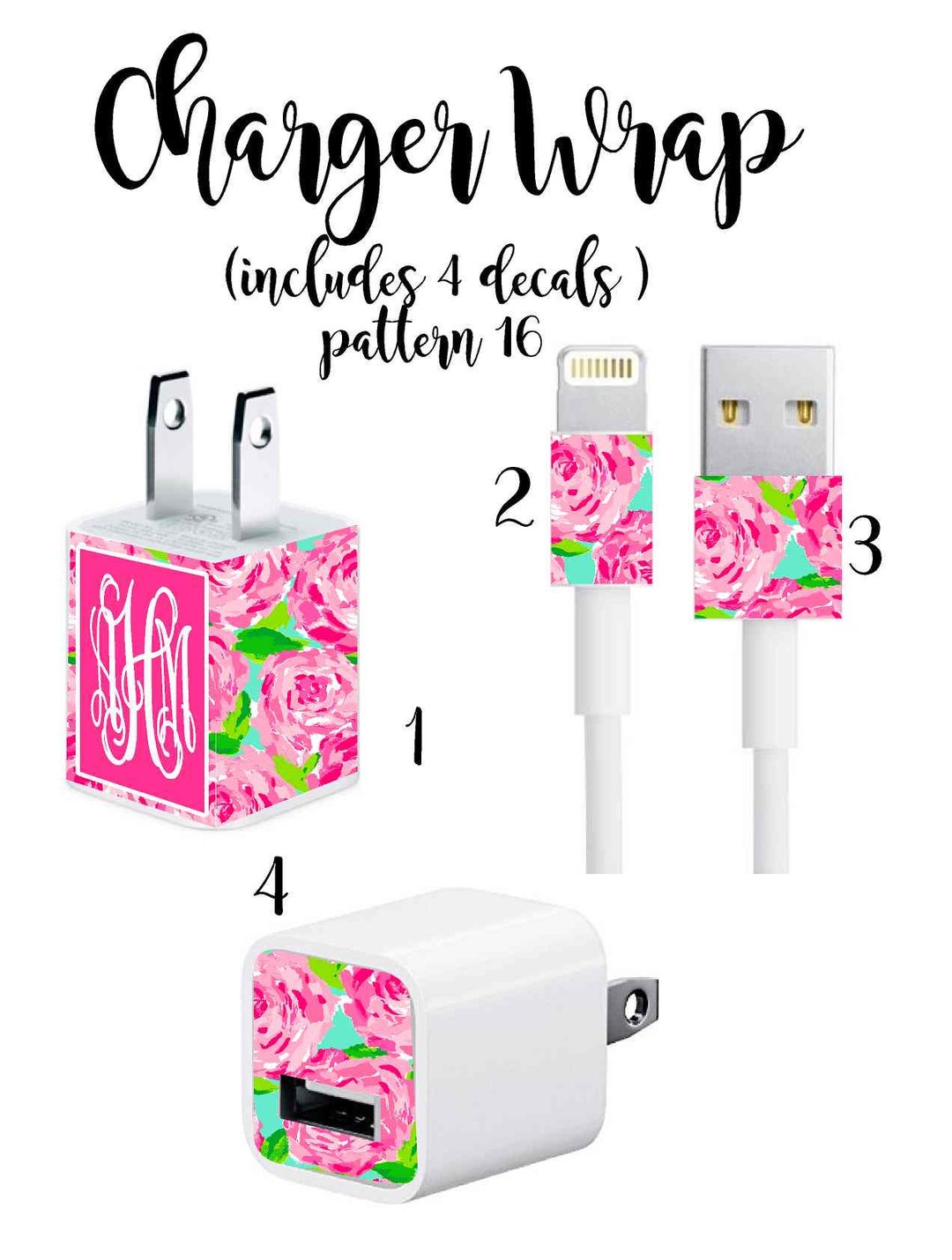 IPhone Charger Monogram Decal/charger Monogram/monogram iPhone Charger ...