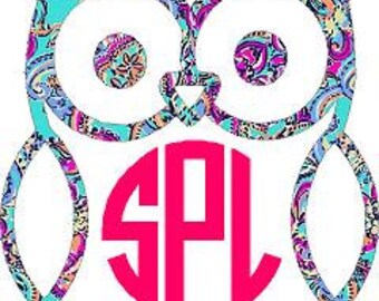 Owl Monogram Decal - Etsy