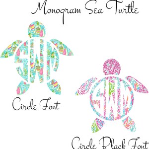 Monogram Turtle Iron on Decal - Etsy