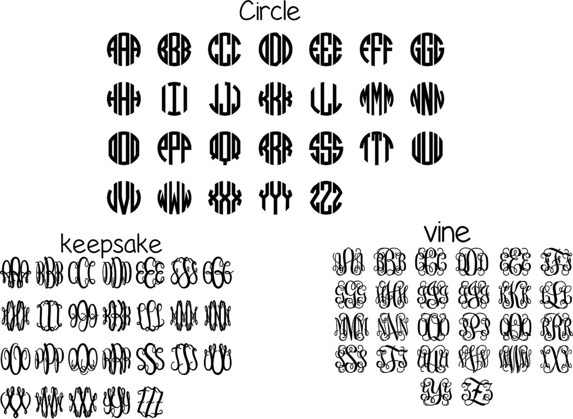 Monogram Decal Vinyl Monogram Vinyl Decal Car Monogram - Etsy