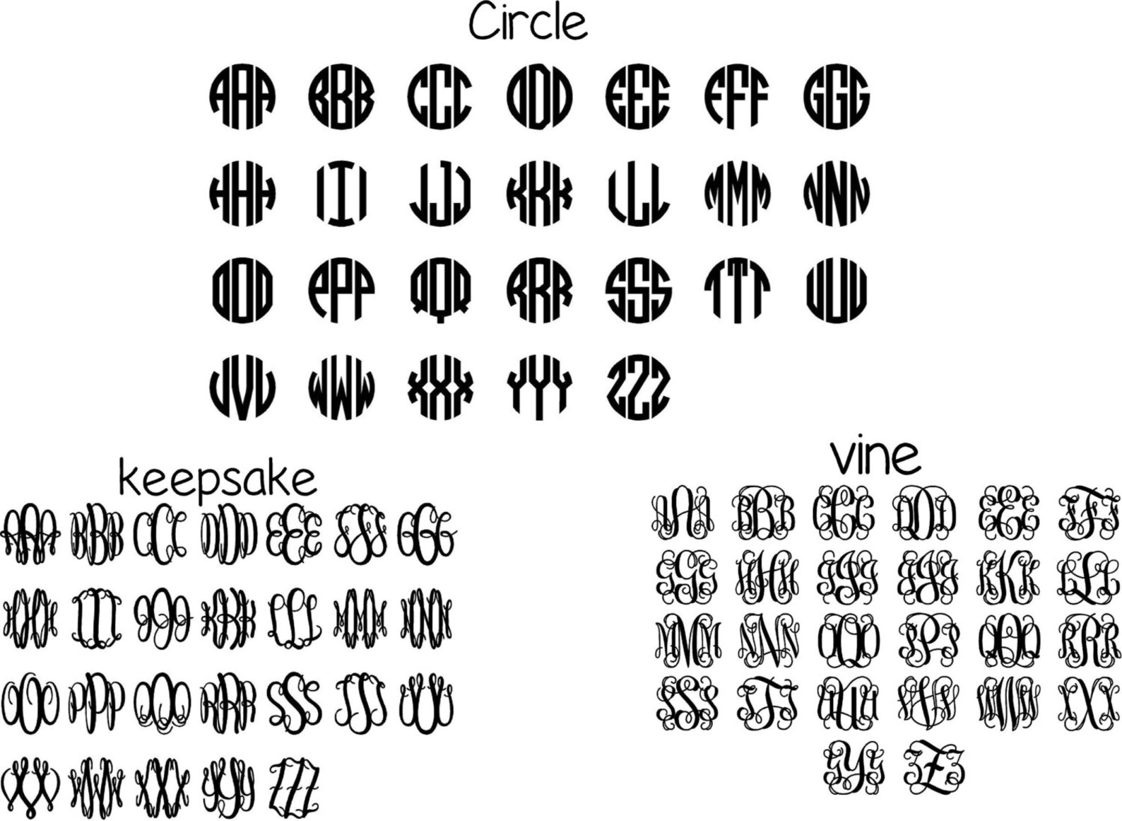 Monogram Decal Vinyl Monogram Vinyl Decal Car Monogram - Etsy