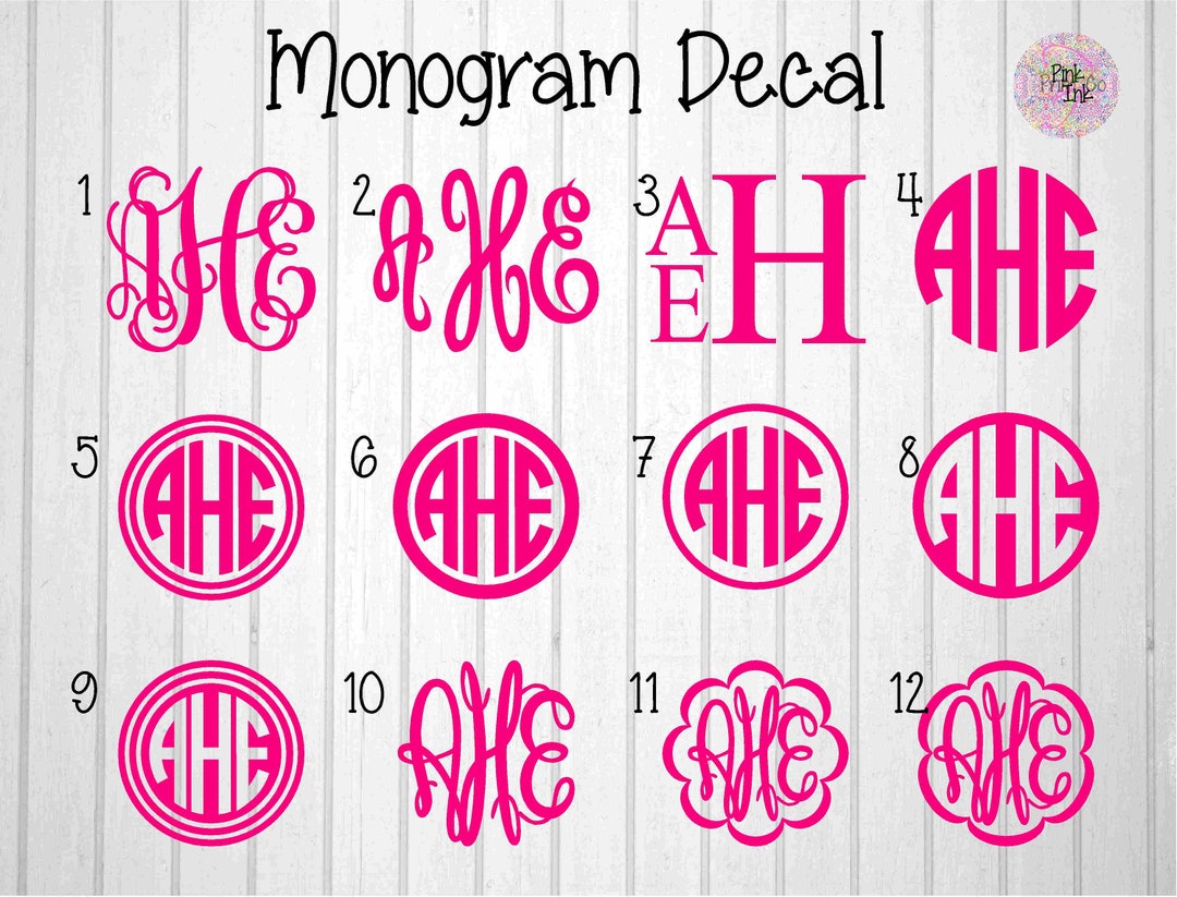 Monogram Decal Monogram Sticker Monogram Decals Monogram Laptop Decal ...
