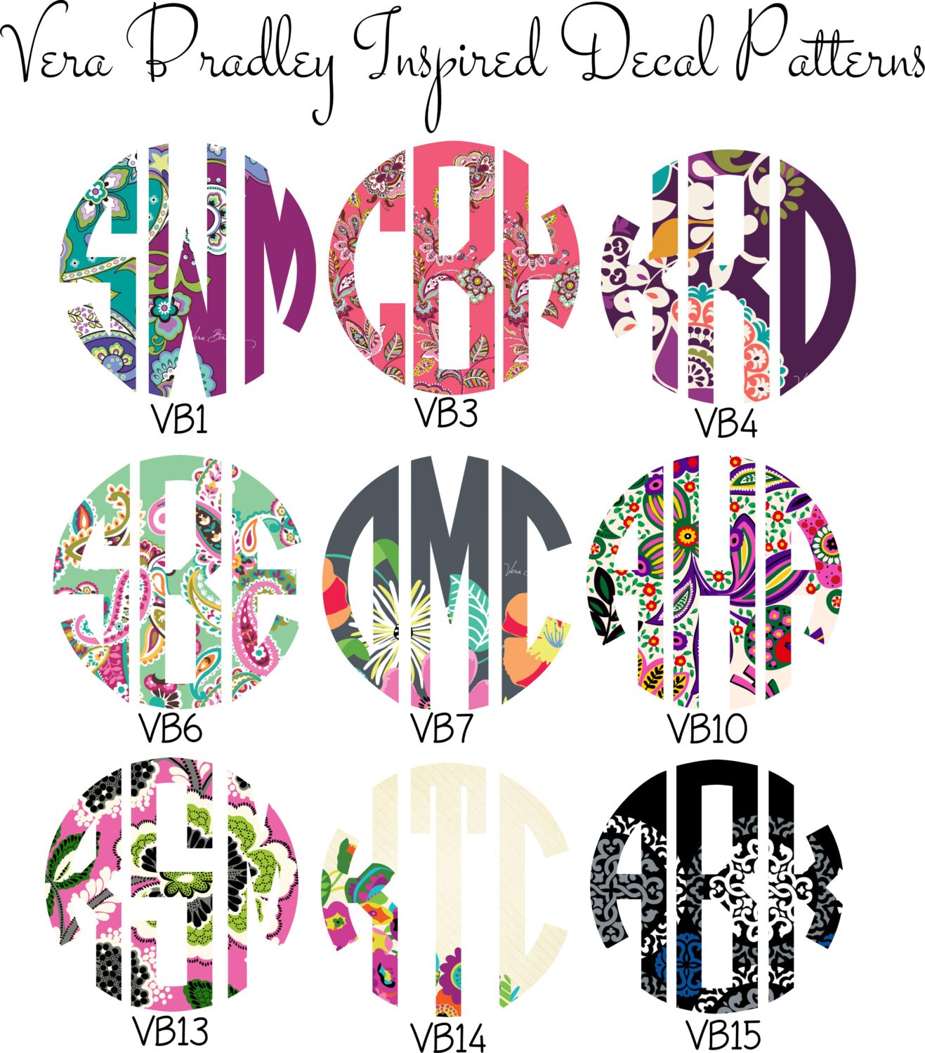 Monogram Decal Car Monogram Circle Monogram Decal | Etsy