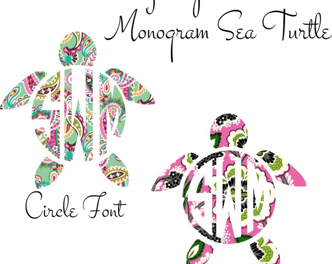 Monogram Decal Car Monogram Turtle Monogram Decal - Etsy