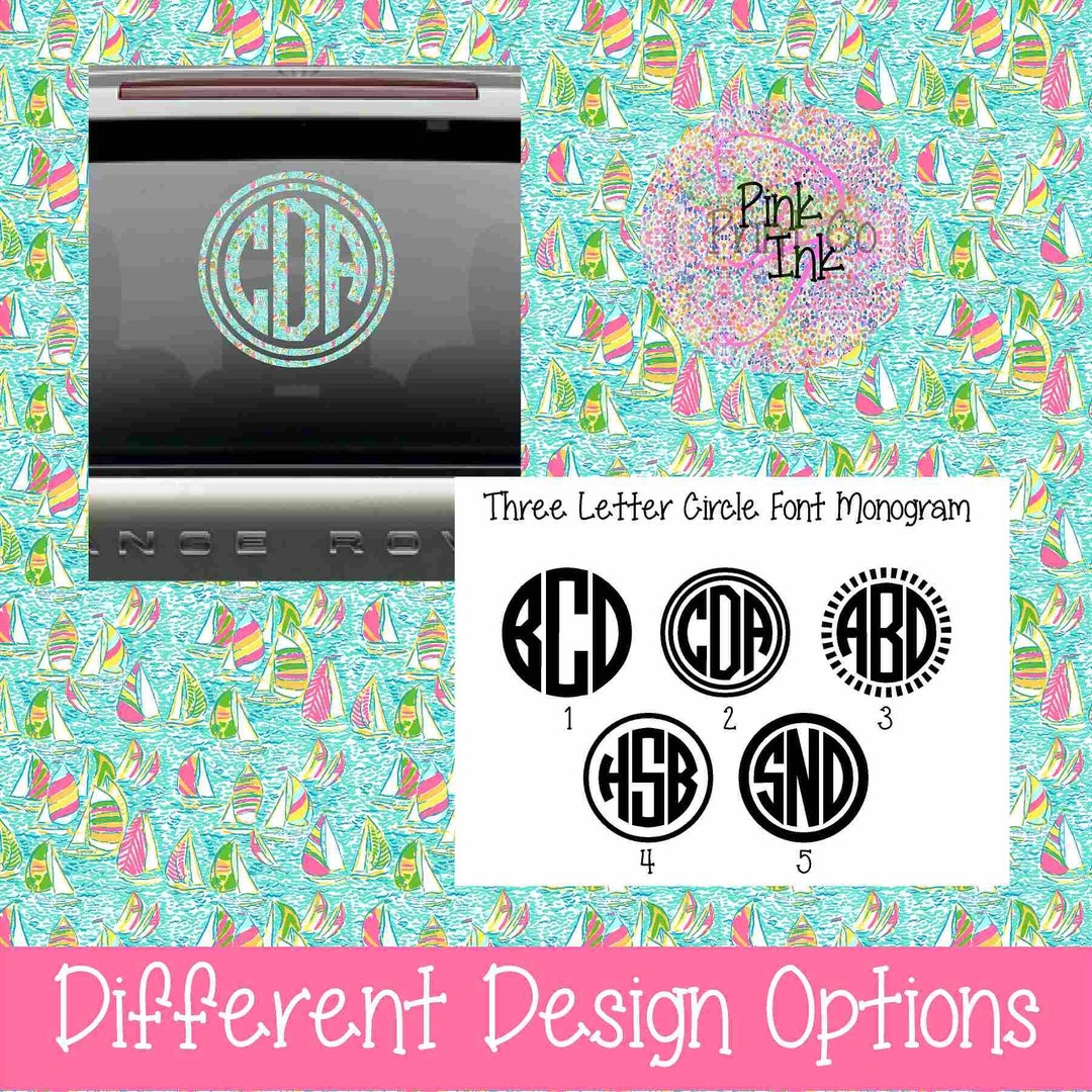 Monogram Sticker Monogram Car Decal Monogram Decal Car Monogram ...