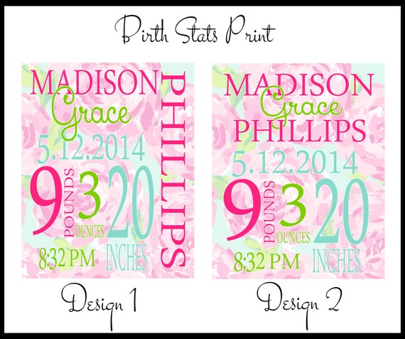 Birth Stats Printable | Etsy
