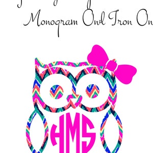 Monogram Owl Heat Transfer/iron on Decal/iron on Transfer/heat - Etsy