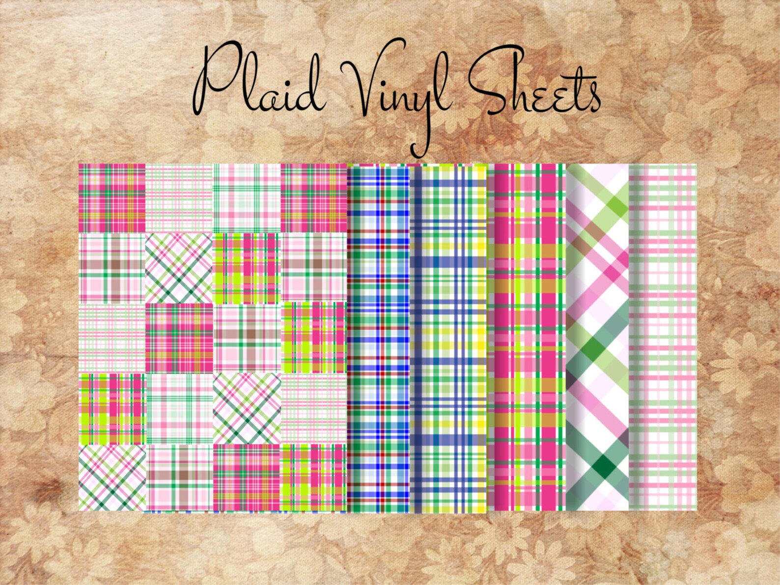 Beautiful Patterned Craft Vinyl and Heat Transfer Vinyl in Plaid ...