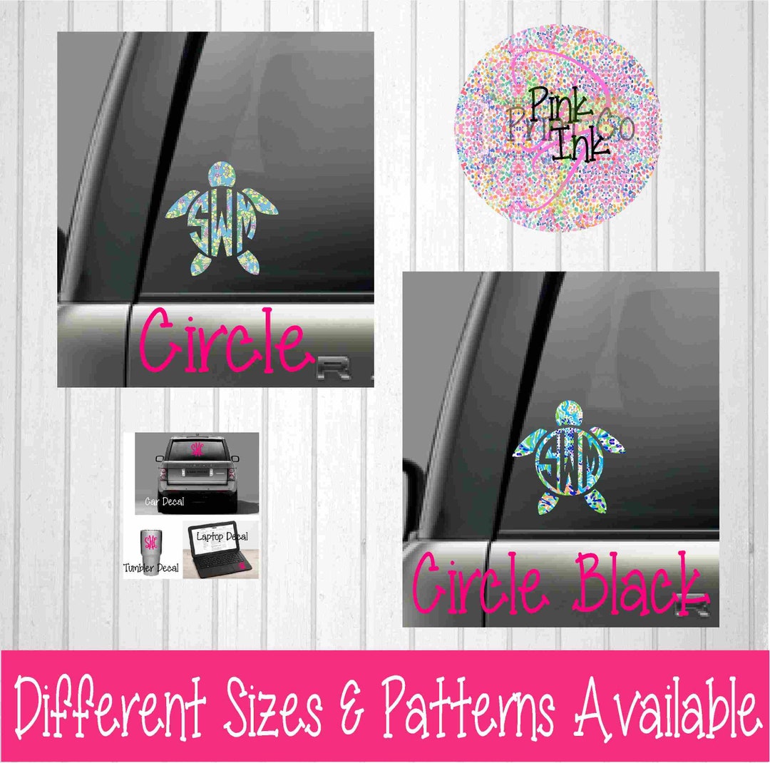 Monogram Decal Monogram Turtle Decal - Etsy