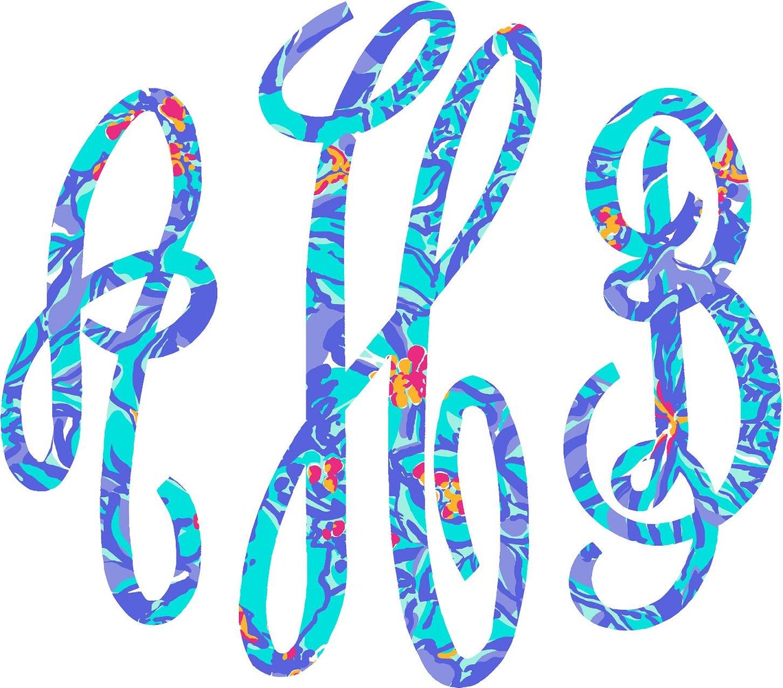 Monogram Car Decal Monogram Decal Monogram Script Decal | Etsy