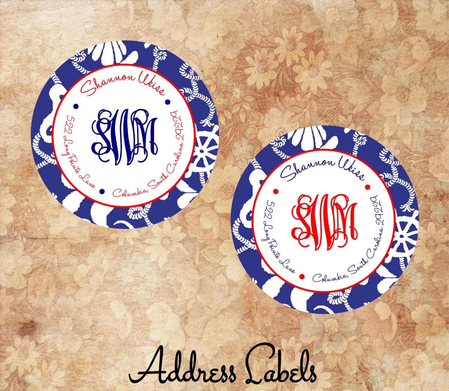 Monogram Address Labels/shipping Labels/personalized - Etsy