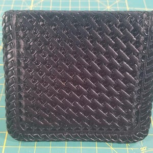 Leather Bi-fold Wallet, Mens Wallet, Hand-tooled Basketweave Pattern ...