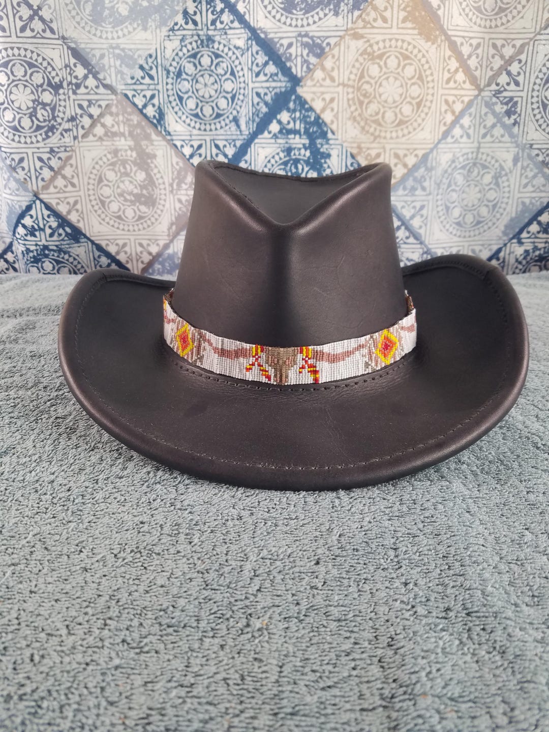 Longhorn Steer Beaded Hat Band: Southwestern Cowboy Style - Etsy