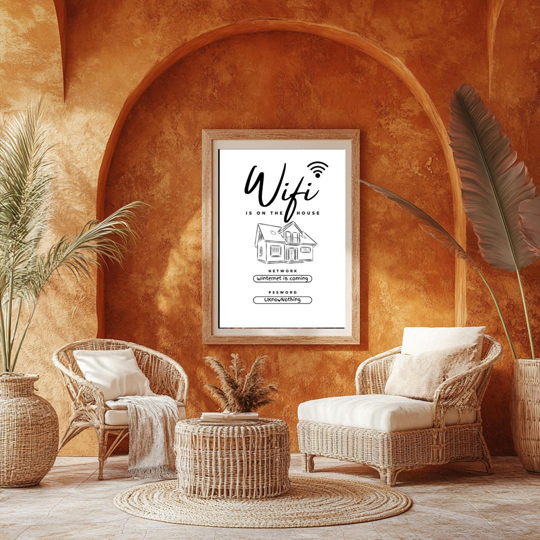 Wifi is on the House Sign, Airbnb Wifi Printable, Guest Room Wifi Sign ...