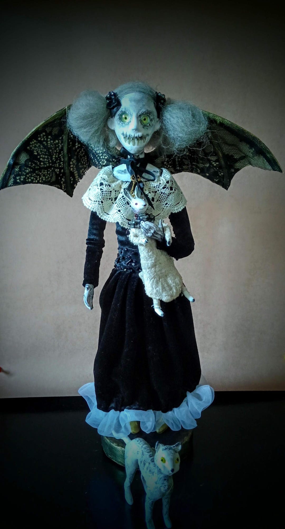 Gothic Vampire Doll With Skeleton Cat: Tim Burton Style, 12" - Etsy